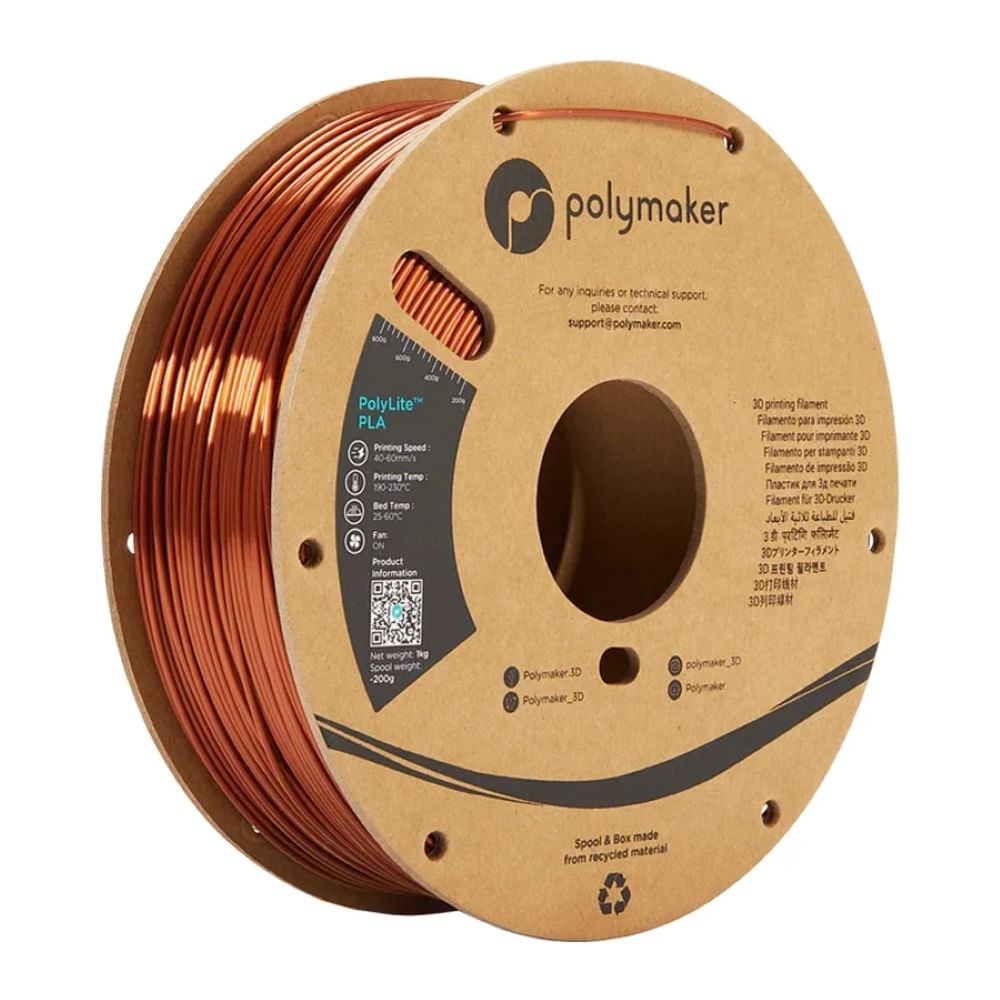 Filamento PolyLite PLA Sedoso Bronce Metálico 175mm 1Kg - Coolbox