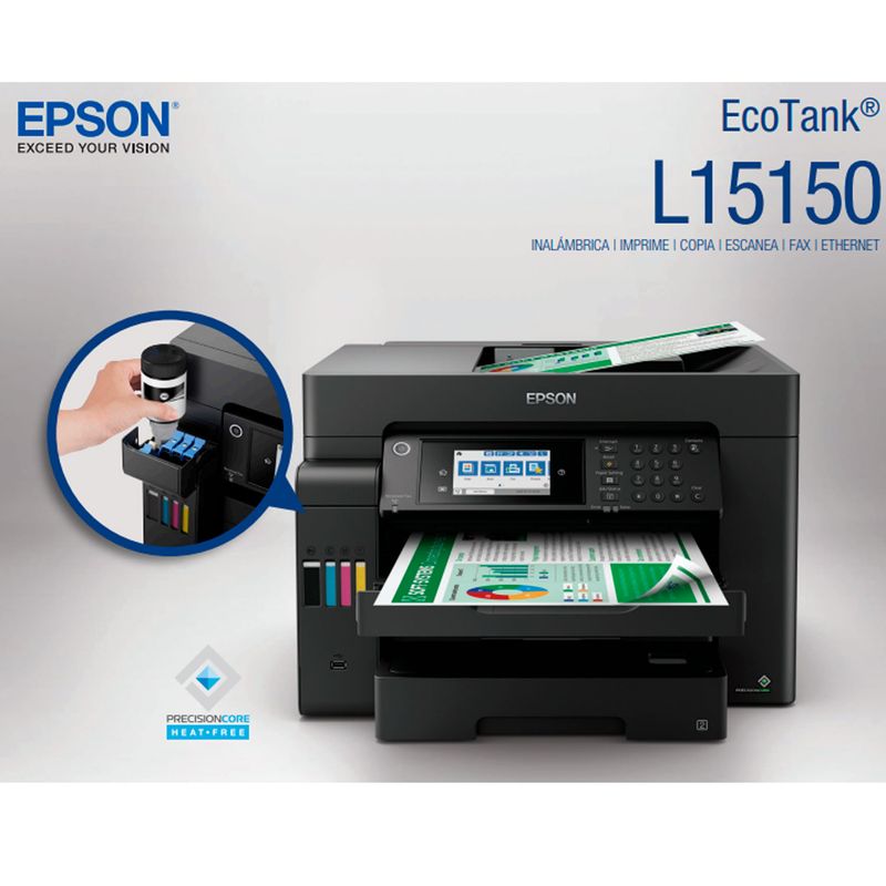 Multifuncional de tinta Epson EcoTank L15150, Imprime, Copia, Escanea ...