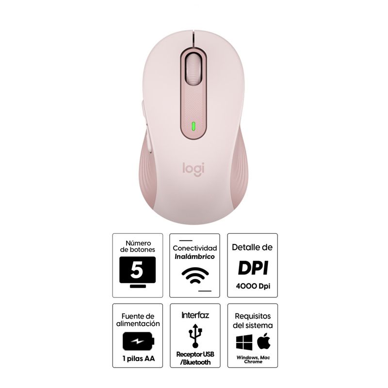 Mouse inalámbrico Logitech Signature M650 receptor USB/bluetooth, 4000 ...