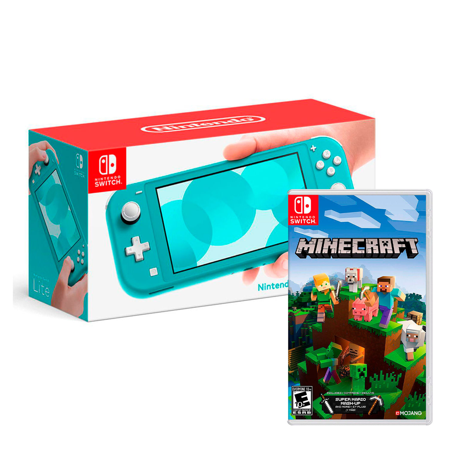Consola Nintendo Switch Lite 32GB, Turquesa + Minecraft - Coolbox