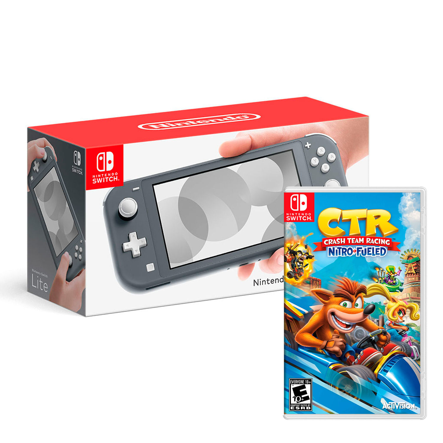Consola Nintendo Switch Lite 32GB, Gris + Crash Team Racing - Coolbox