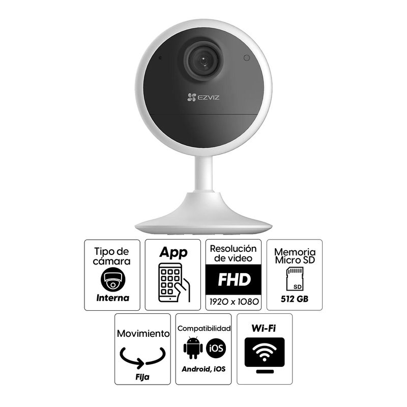 Cámara de seguridad Ezviz CB1 wifi, interior, 1080P, fijo, a batería ...