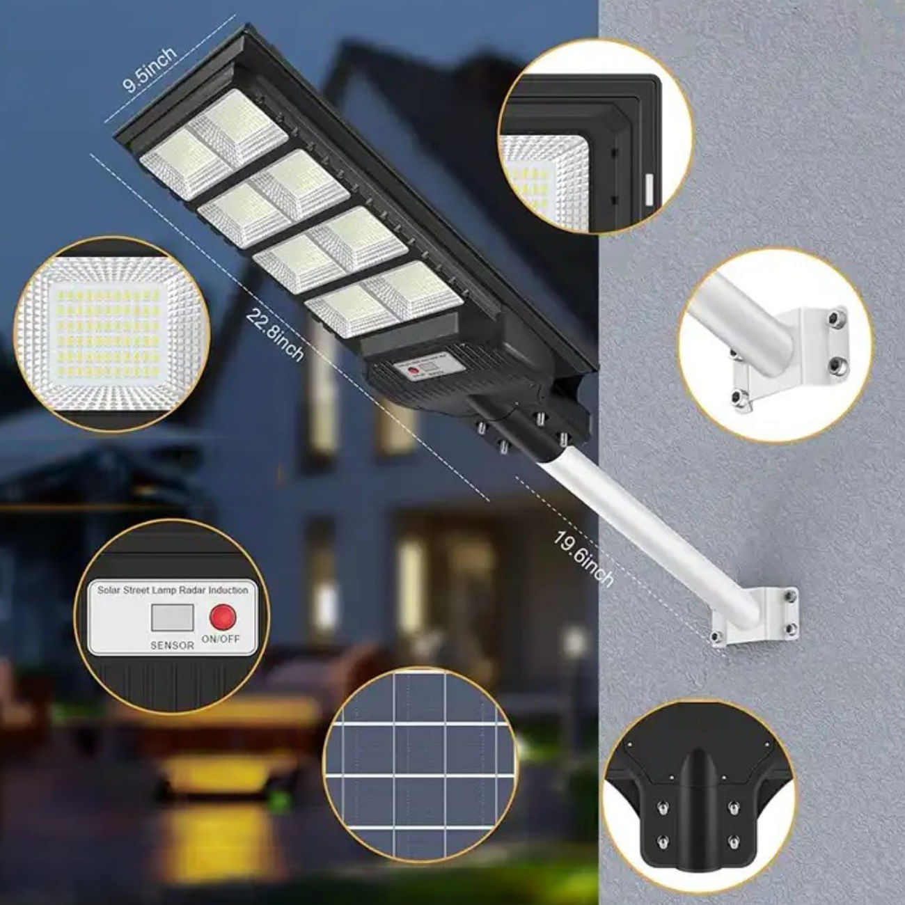 Lámpara Poste Solar Alumbrado Publico 200W 600 Leds - Coolbox