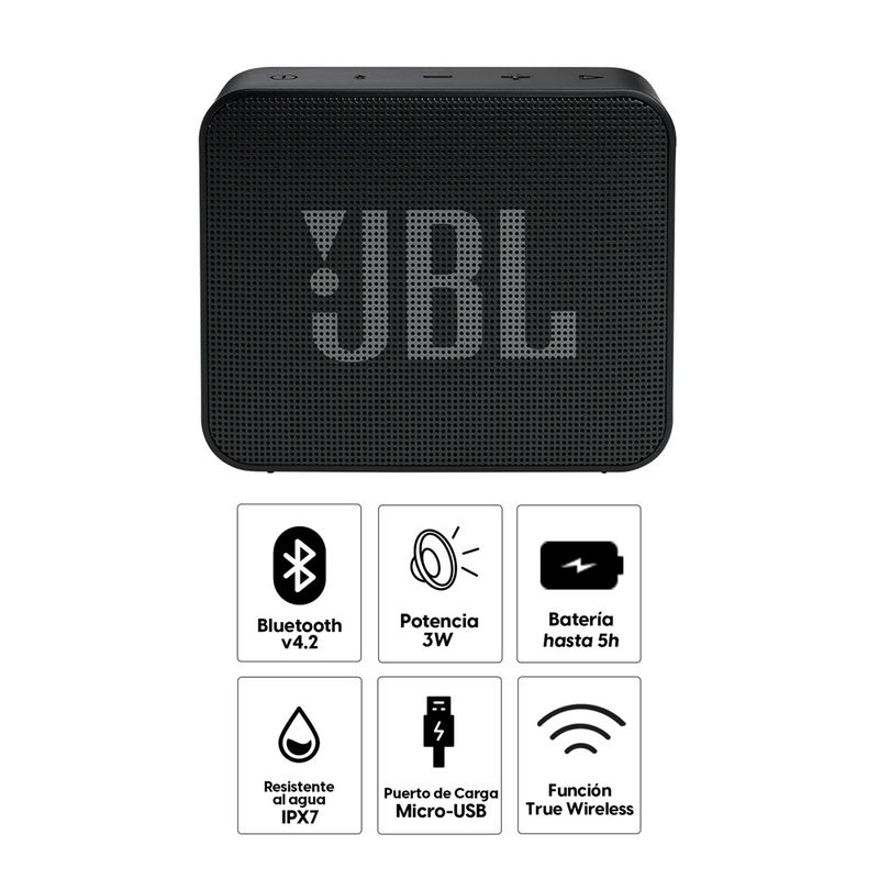 Parlante bluetooth JBL Go Essential potencia 3.1W, resistente al agua ...