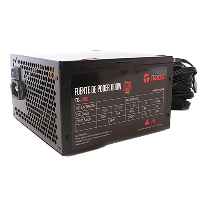 Fuente de poder Teros TE-7160 600W, 80 Plus Bronze - Coolbox