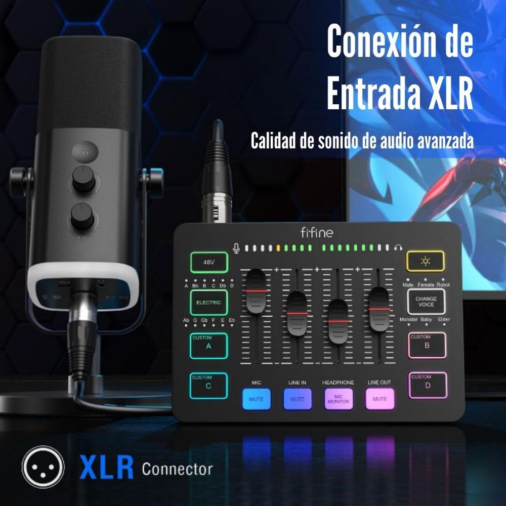 Mezcladora portátil Fifine Ampligame SC3 RGB, 3 canales, conexión USB ...