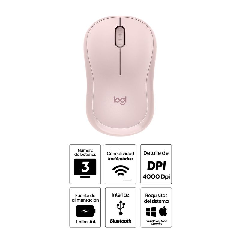 Mouse inalámbrico Logitech M240 silencioso, bluetooth, 4000 dpi, 3 ...