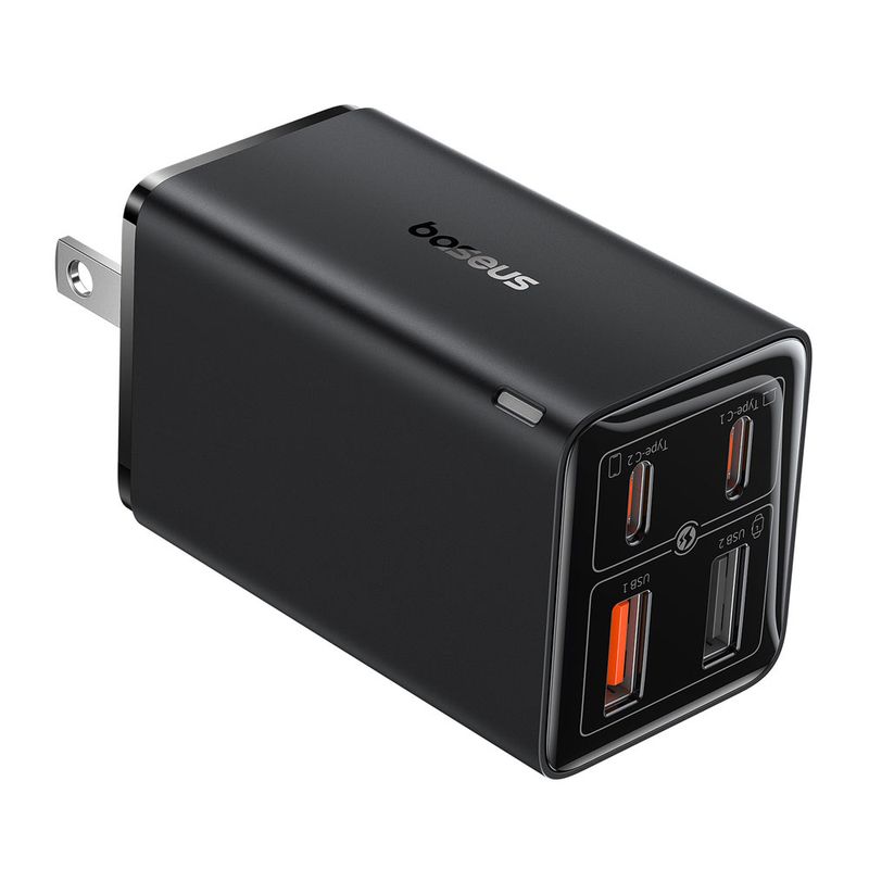 Cargador de pared + cable Baseus GAN 6 Pro 2 puertos tipo c, 2 puertos usb, 65W, cable tipo c a ...