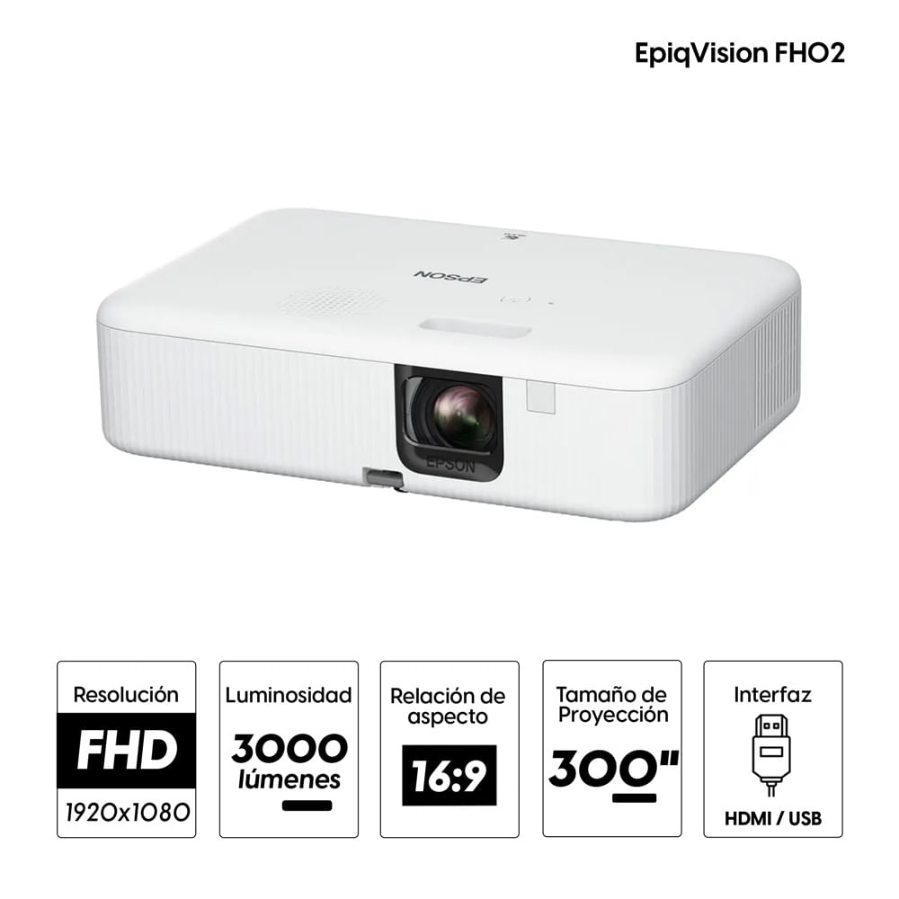 Proyector portátil Epson EpiqVision FH02 Full HD 1080p, 3000 lúmenes ...