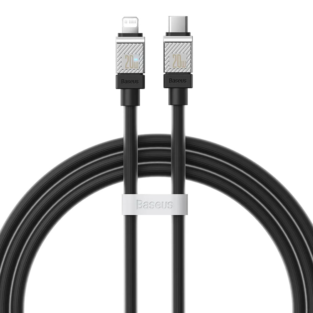 Cable lightning a Tipo C 20W 1m carga rápida silicon negro - Coolbox