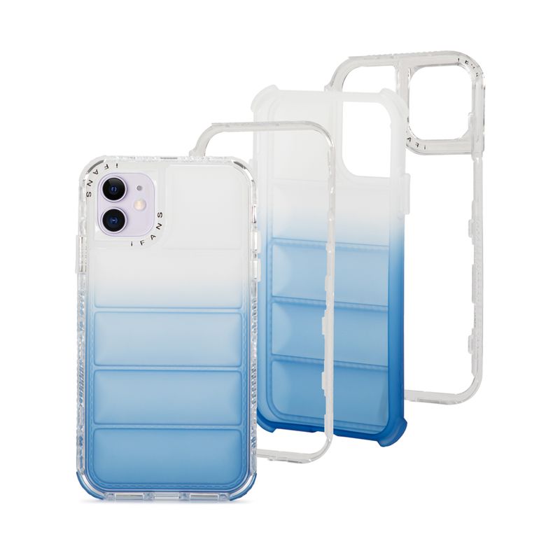 Case para iPhone 11 Protección 360 acabado puffer, degradado azul - Coolbox