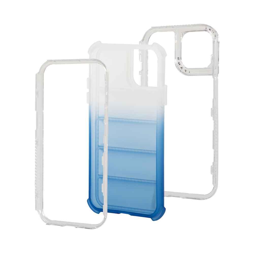 Case para iPhone 11 Protección 360 acabado puffer, degradado azul - Coolbox