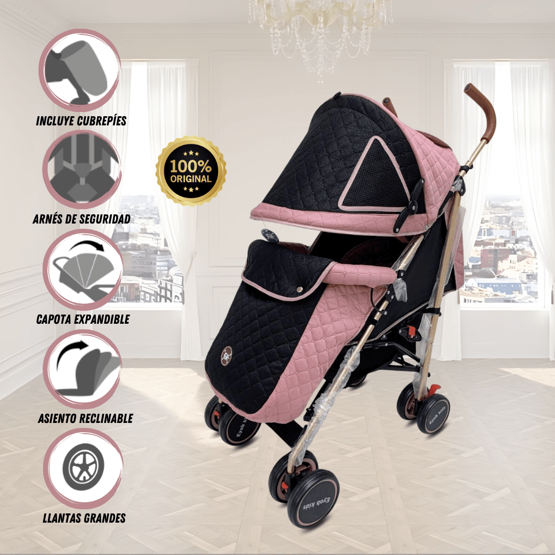 Coche de paseo Eyob Kids Isabel, capota expandible, rosa - Coolbox