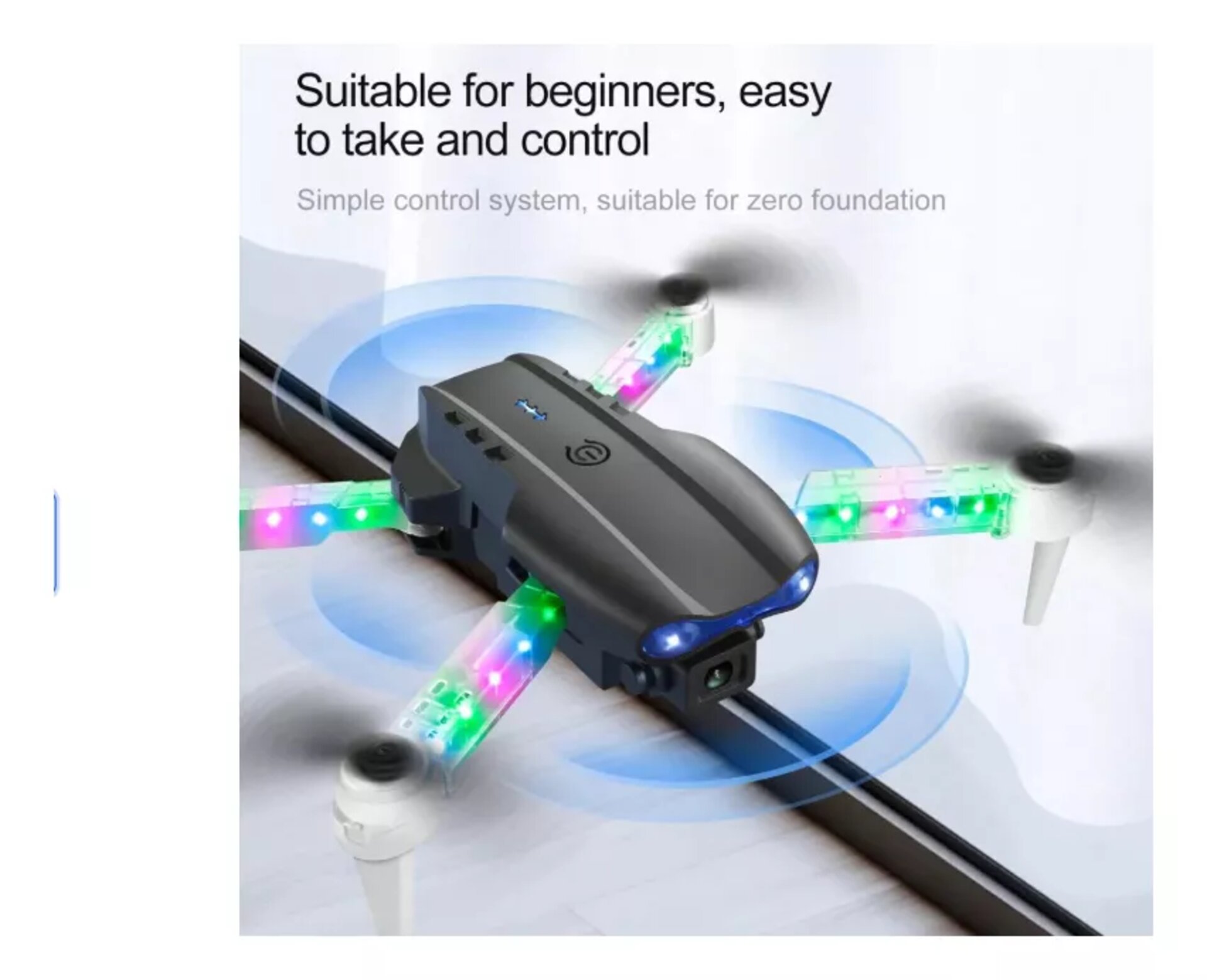 Mini Dron Semi Profesional E99 MAX, cámara HD, luces LED - Coolbox