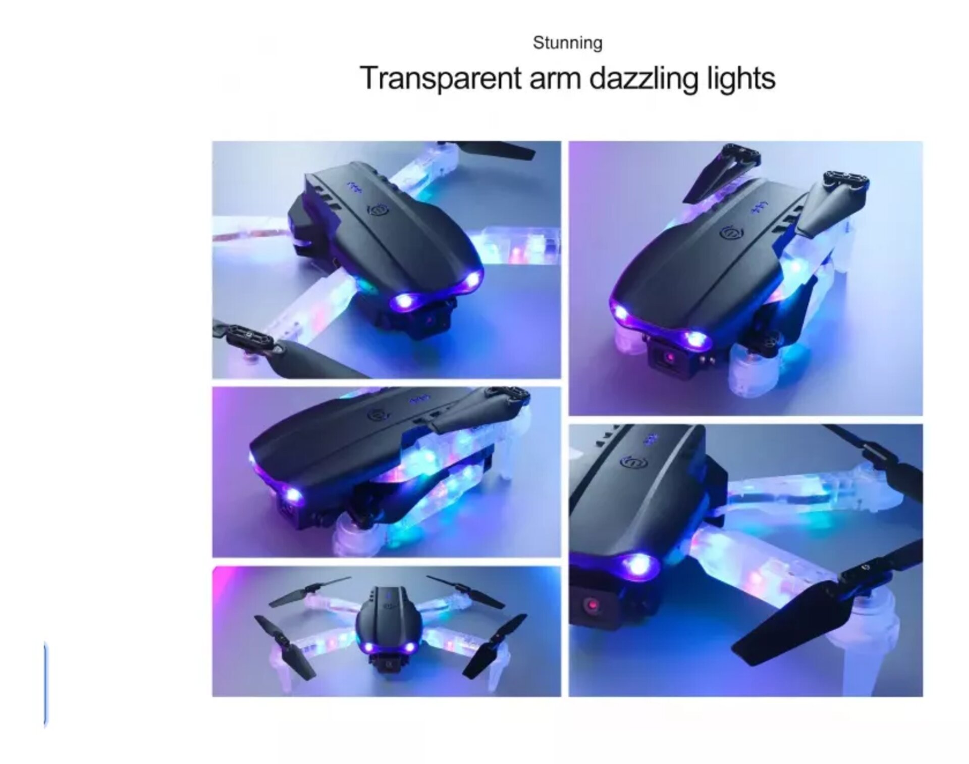 Mini Dron Semi Profesional E99 MAX, cámara HD, luces LED - Coolbox