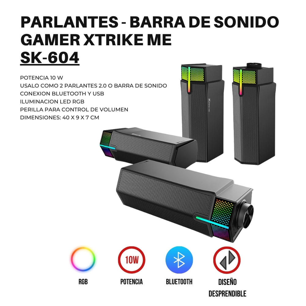 Parlantes Gamer Bluetooth Xtrike Me SK-604 - Coolbox