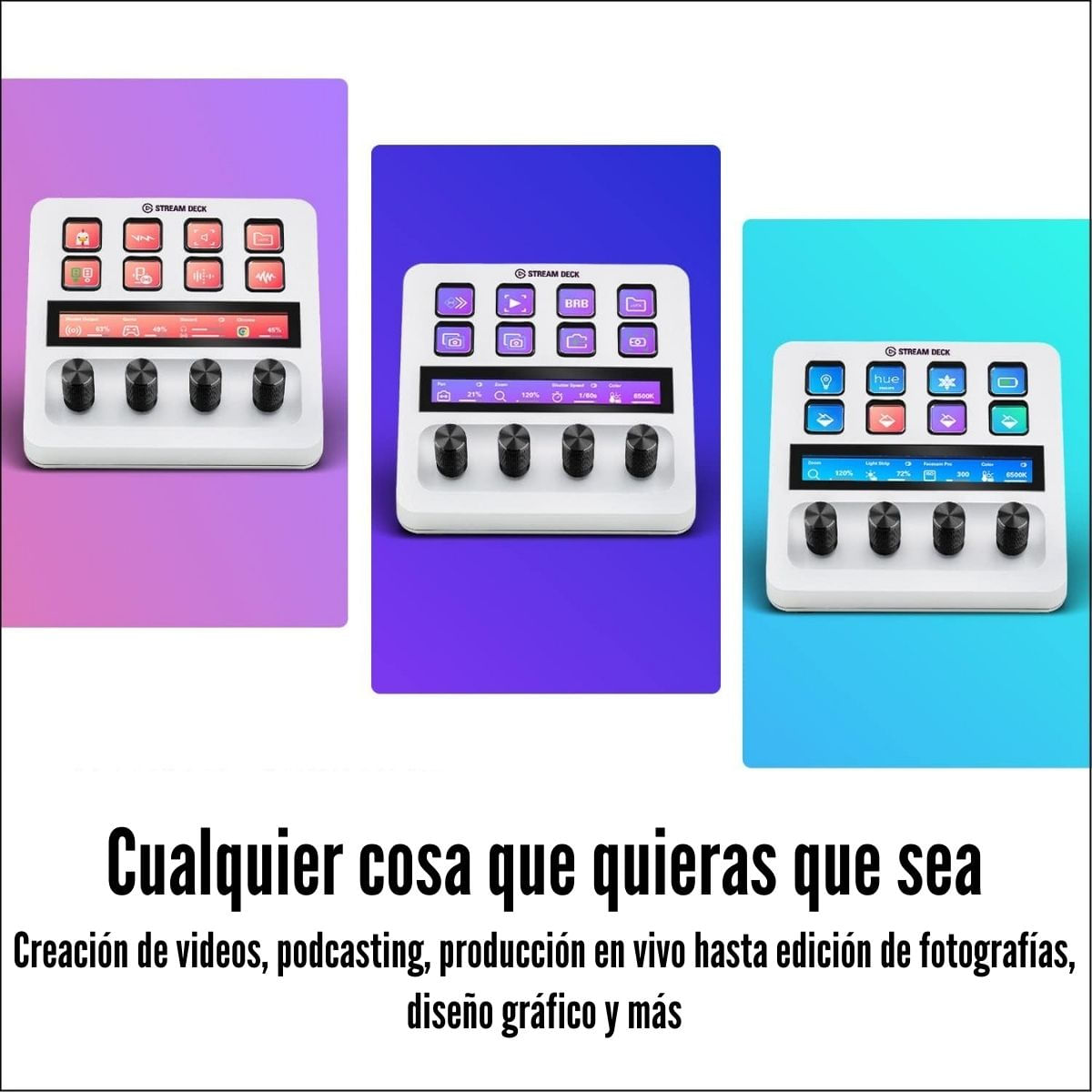 Stream Deck ElGato + Plus 8 teclas LCD, personalizables, blanco - Coolbox