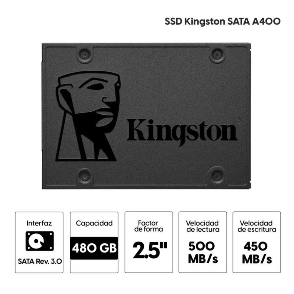 SSD Kingston A400 480GB interno alto rendimiento negro - Coolbox