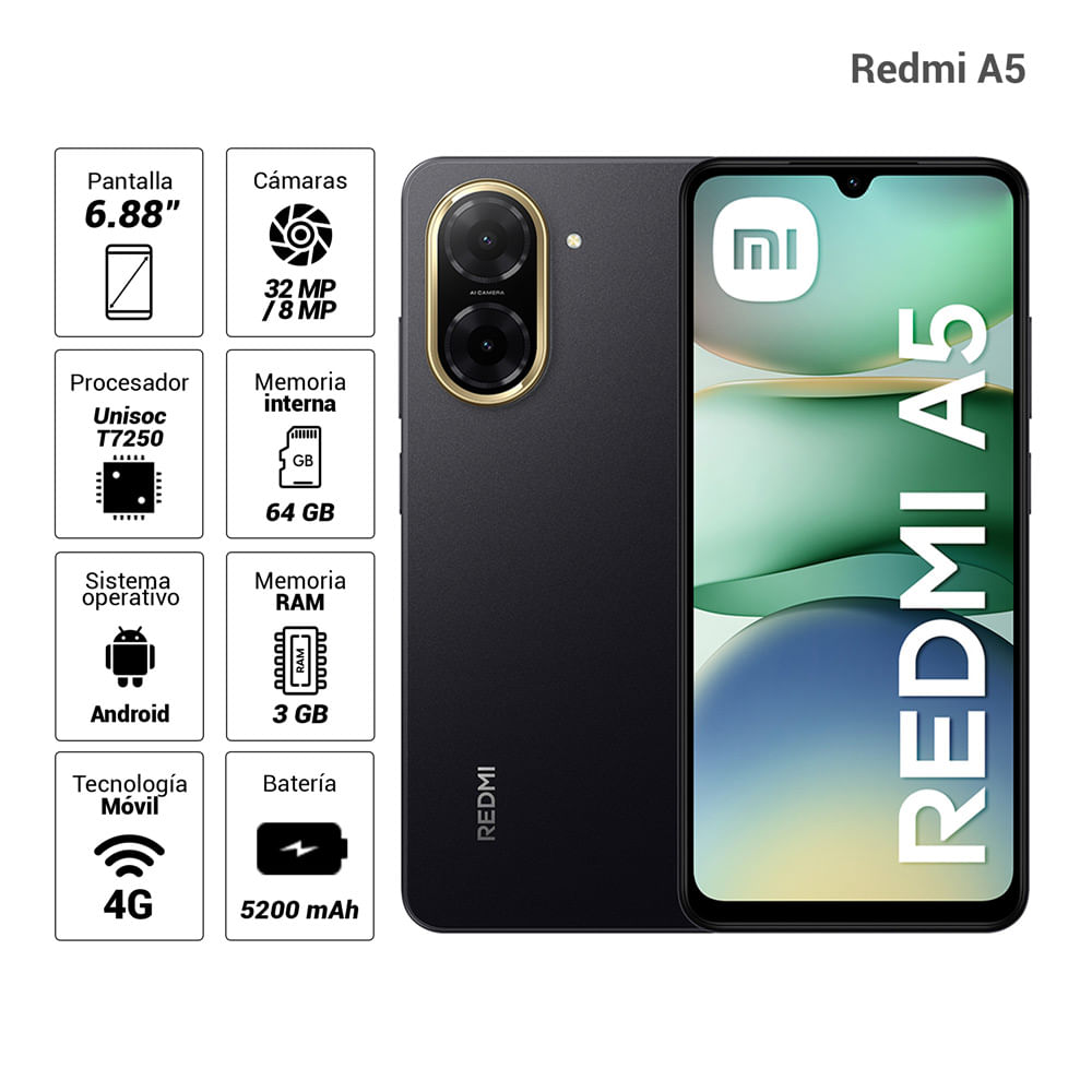 Celular Xiaomi Redmi A5 4G 64GB, 3GB RAM - Coolbox