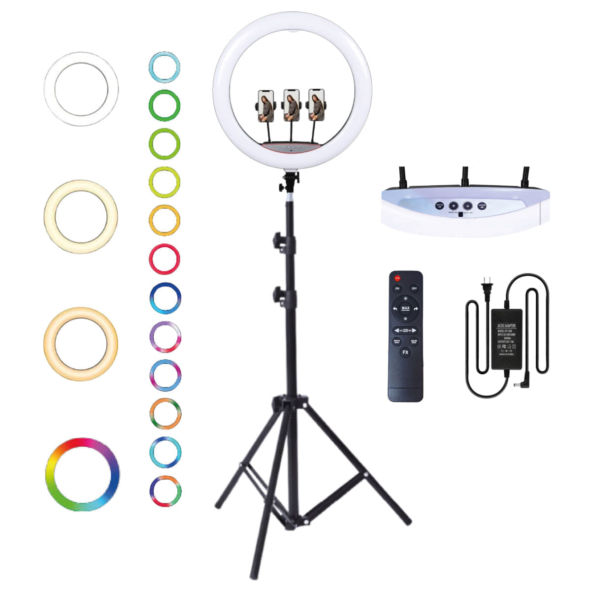 Aro de luz LED profesional 56cm RGB con trípode - Coolbox