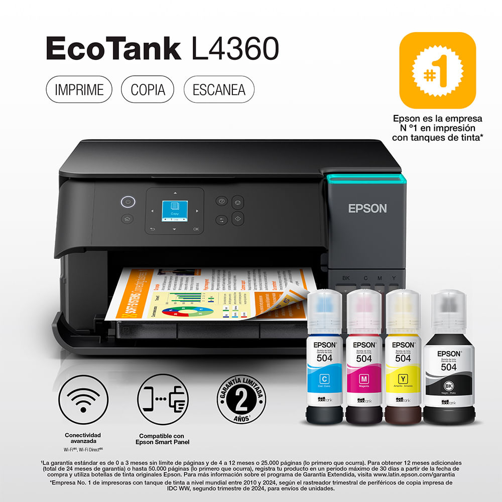 Impresora Epson Ecotank L4360 Wi-Fi Multifuncional - Coolbox