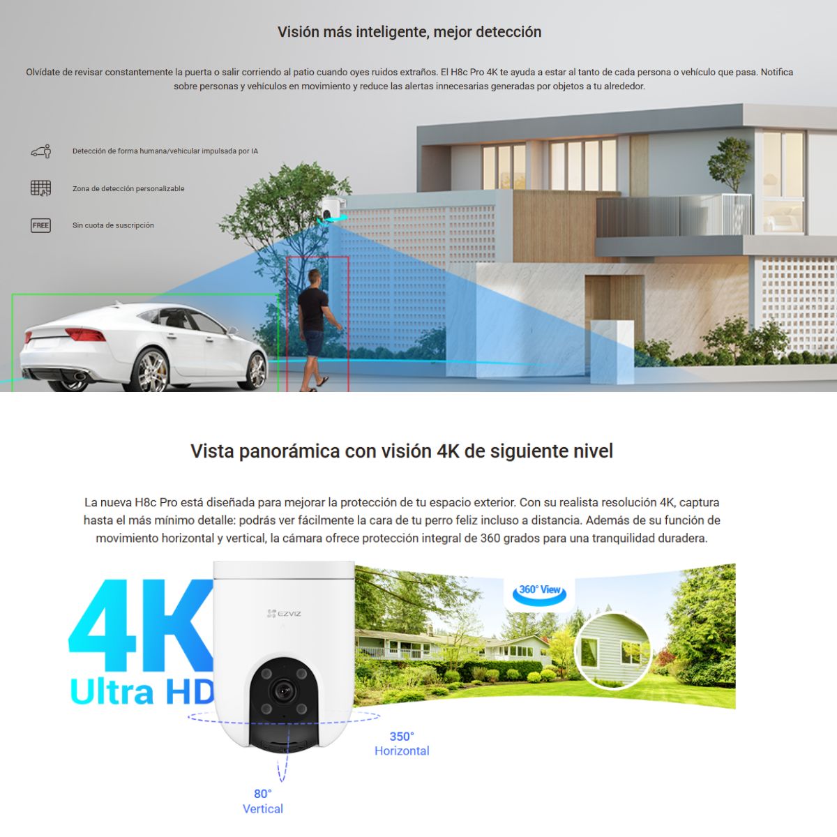 Cámara Ezviz H8C Pro 4K 8MP exterior blanco - Coolbox