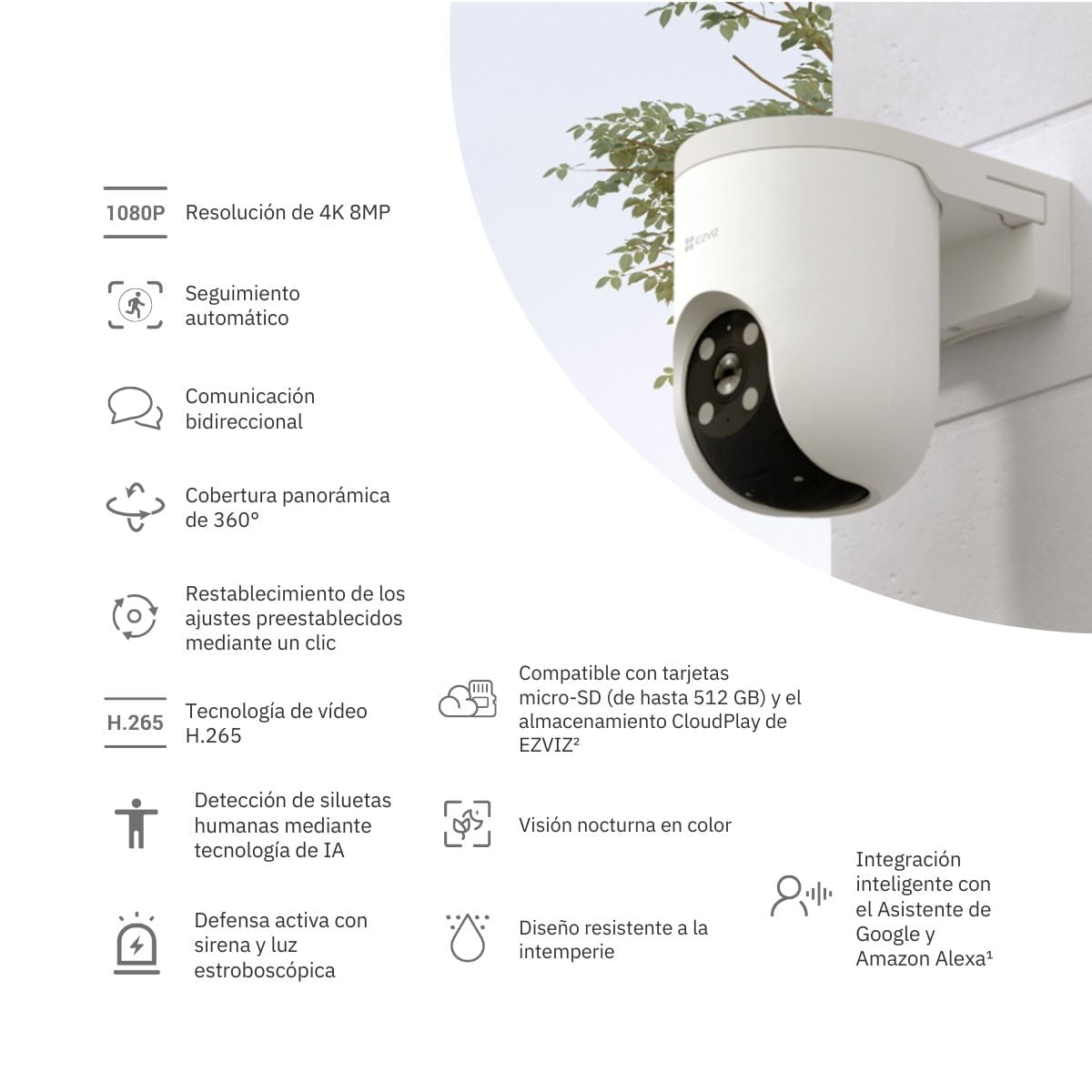 Cámara Ezviz H8C Pro 4K 8MP exterior blanco - Coolbox