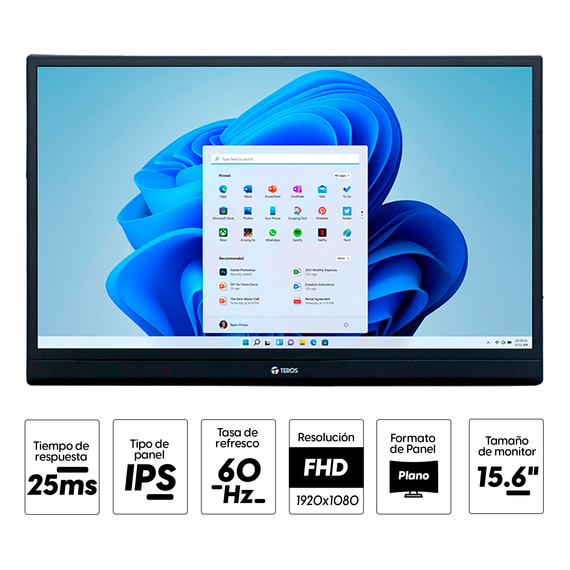 Monitor portátil TEROS TE-1501S 15.6" FHD IPS - Coolbox