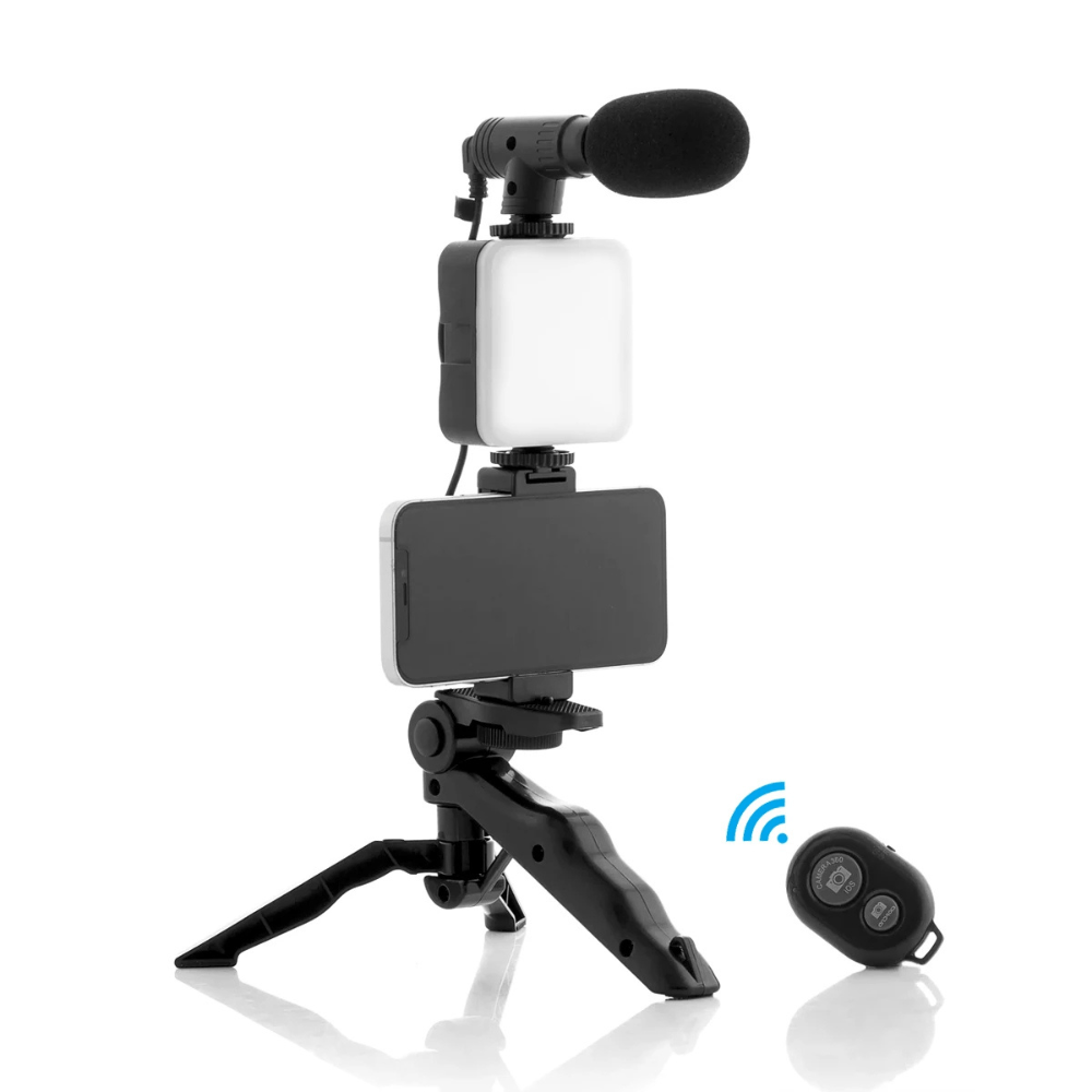 Kit vlogging KREED AY-49 micrófono luz LED trípode - Coolbox